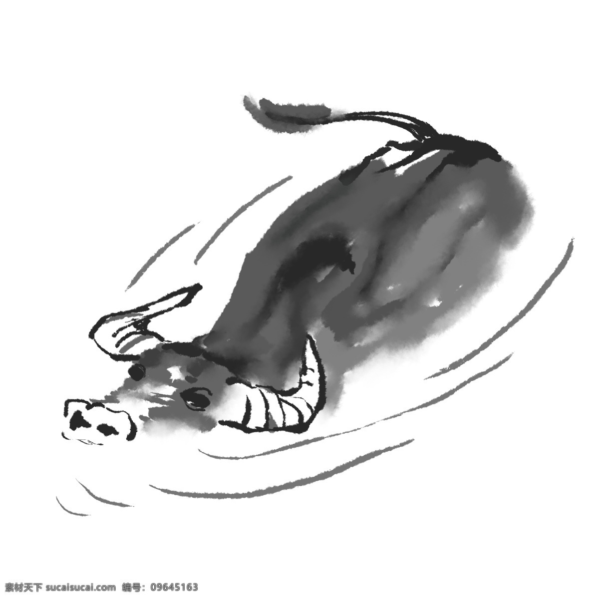黑白水墨毛笔画水牛素材图片下载-素材编号09645163-素材天下图库