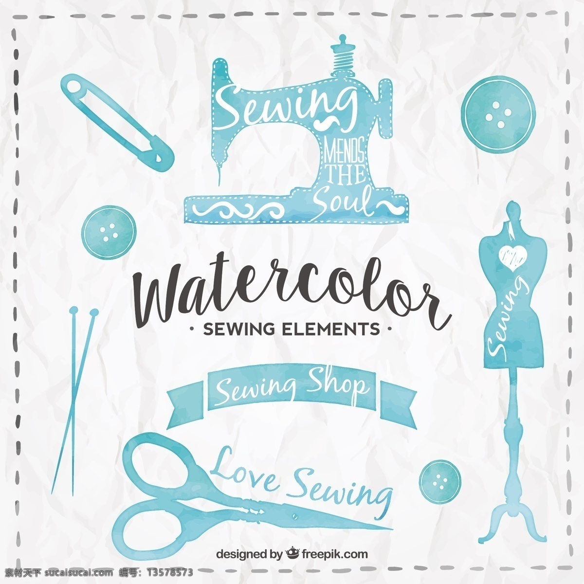 水彩画的裁缝元素素材图片下载-素材编号13578573-素材天下图库